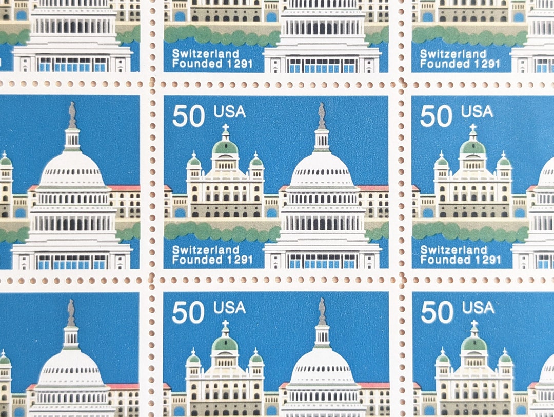 Sheet of 40 Switzerland Founded 1291 Unused Postage Stamps, 50 Cent ...