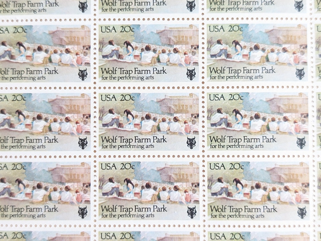 Sheet of 50 Wolf Trap Farm Park Stamps, 1982 Unused Postage Stamps, 20 ...