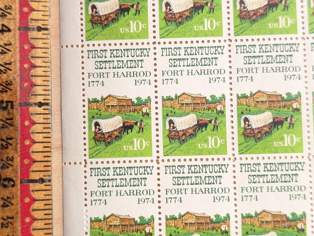 Sheet of 50 First Kentucky Settlement Stamps, Fort Harrod 1974 Unused ...