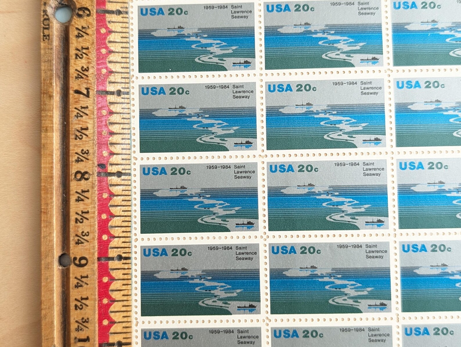 Sheet of 50 Saint Lawrence Seaway Stamps, 1984 Unused Postage Stamps ...
