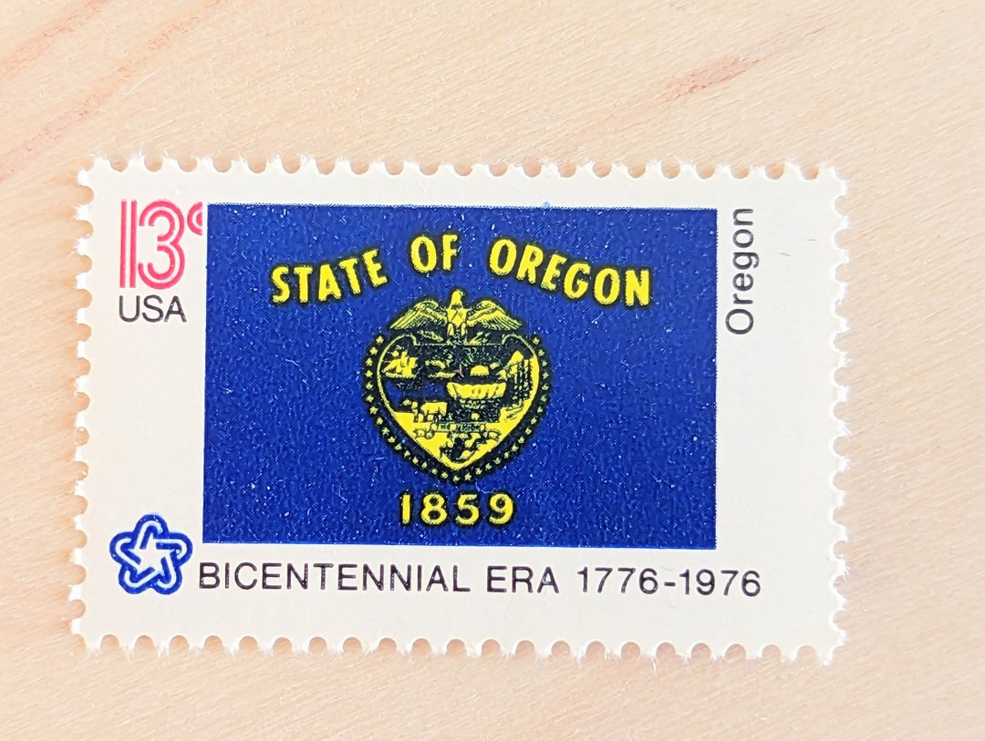 10 Oregon State Flag Stamps, 13 Cent, 1976, State Flag, Unused Postage ...