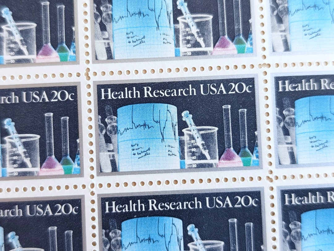 Sheet of 50 Health Research Stamps, 1984 Unused Postage Stamps, 20 Cent ...