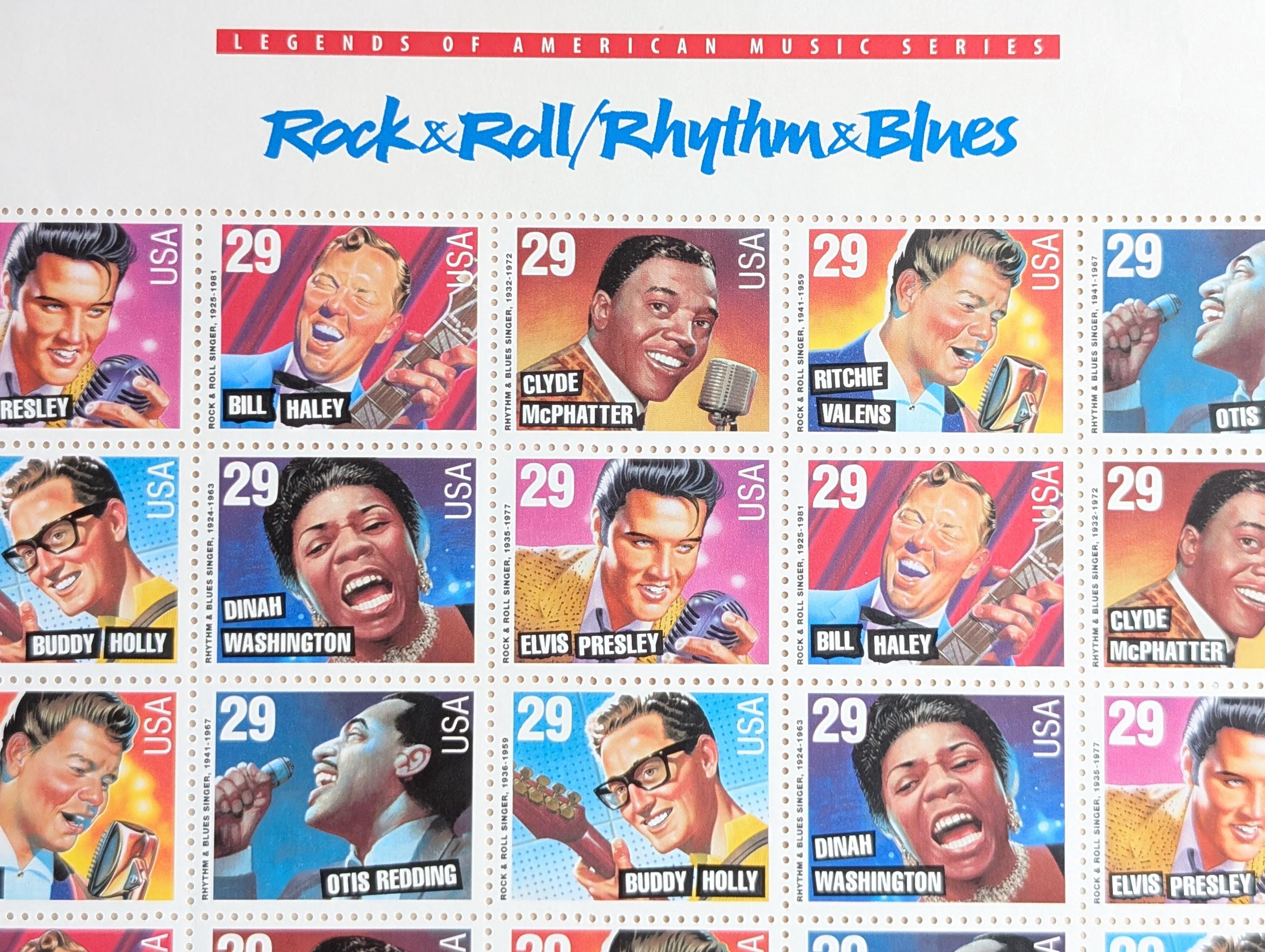 Sheet of 35 Rock and Roll/rhythm and Blues Stamps, 1993, Legends of ...