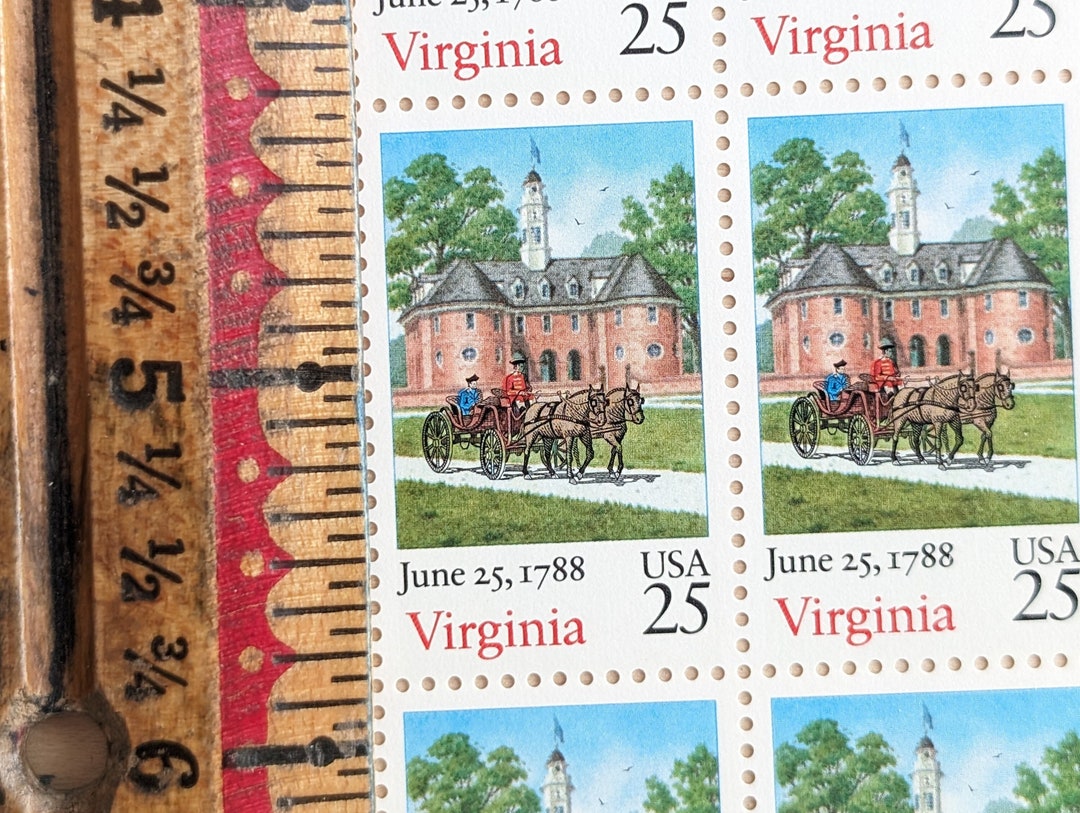 Sheet of 50 Virginia State Stamps, 25 Cent, Unused Postage Stamps ...