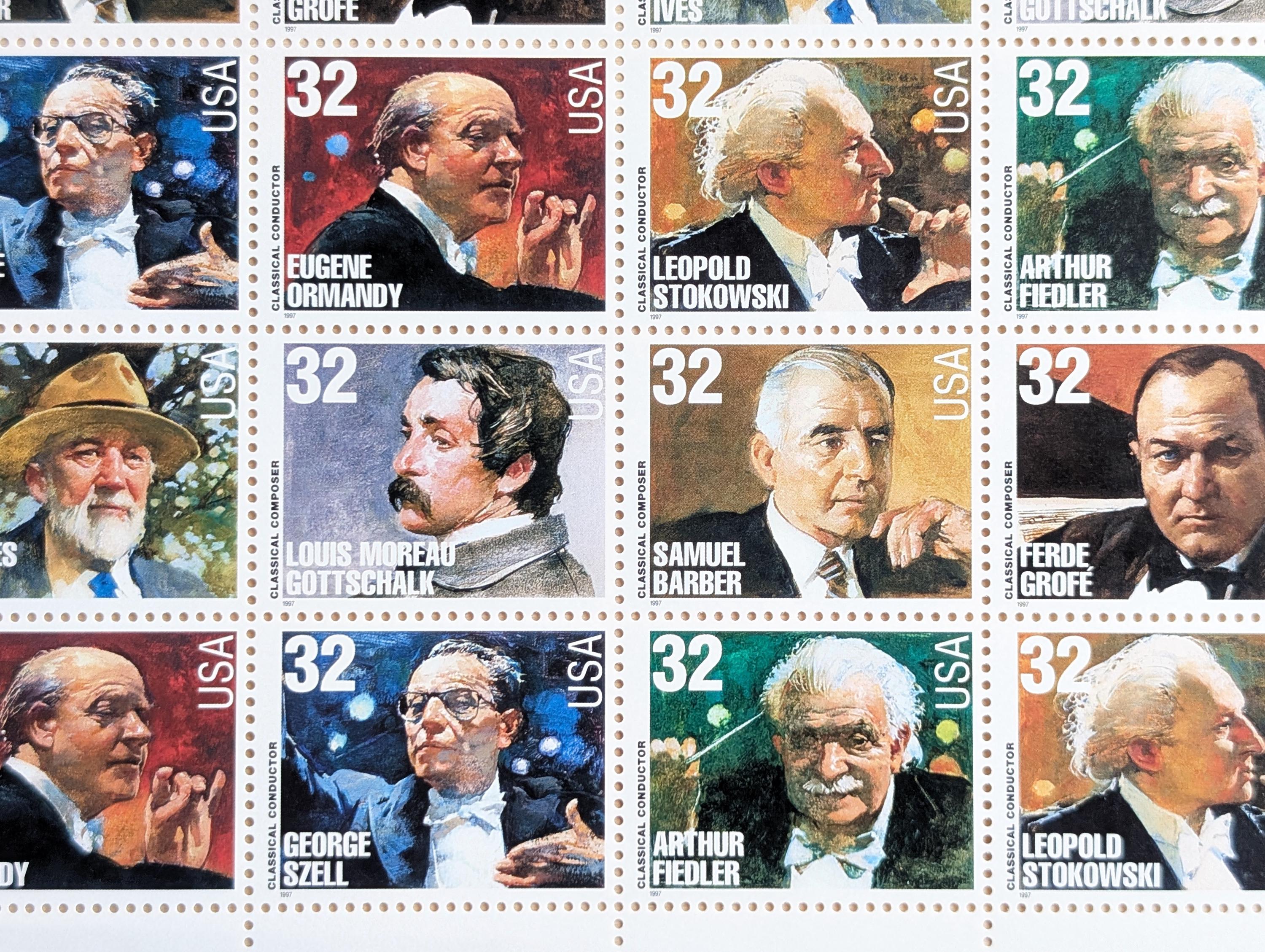 Sheet of 20 Classical Composers and Conductors Stamps, 1997, Legends of ...