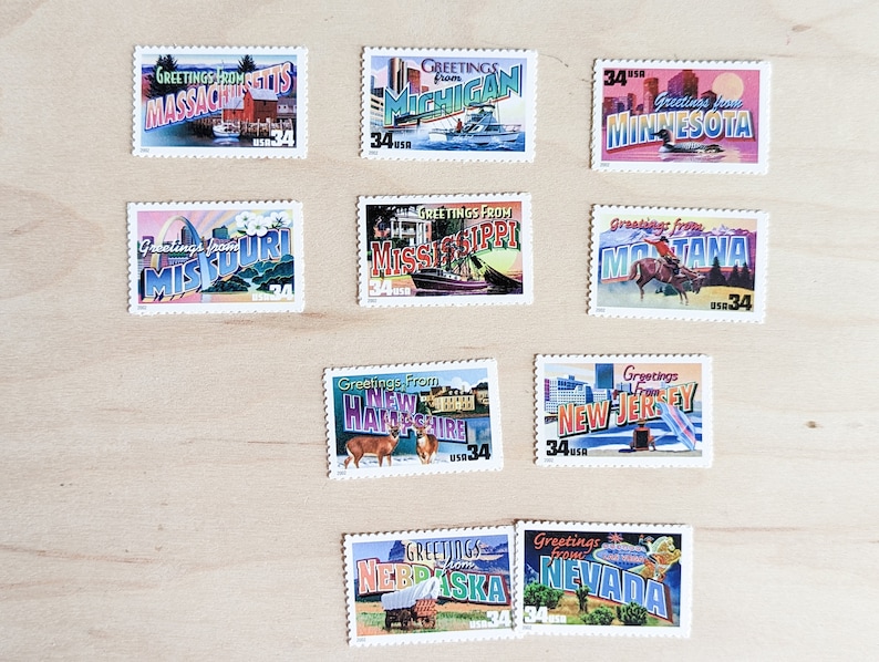Choose Your State Greetings From. . . Vintage Style Postcard Postage ...