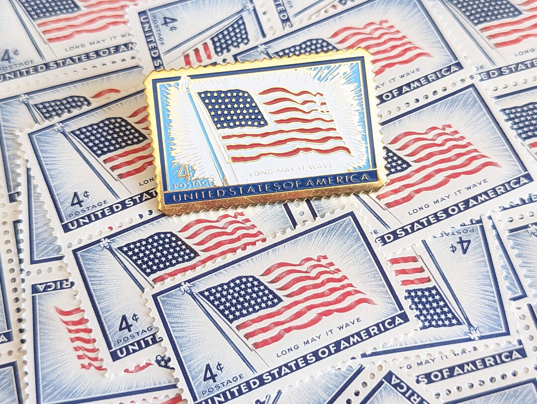 4 Cent Flag Stamp, 1957 Unused US Postage, Set of 10 Stamps, Sheet of ...