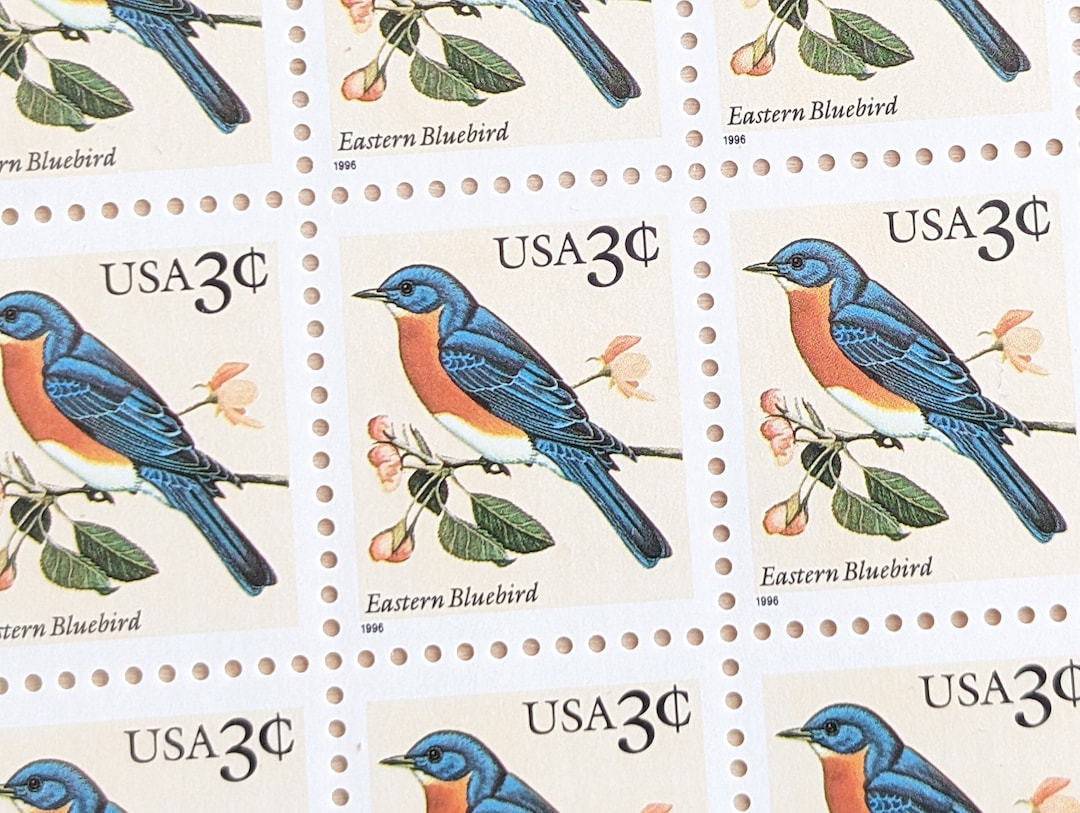 Sheet of 100 Eastern Bluebird Stamps, 1996 Unused Postage Stamps, 3 ...