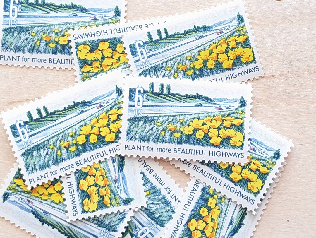 10 Plant for More Beautiful Highways Stamps, Vintage Unused USPS 6 Cent ...