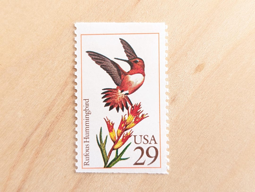 5 Rufous Hummingbird Stamp, Vintage Unused USPS 29 Cent Postage Stamps ...
