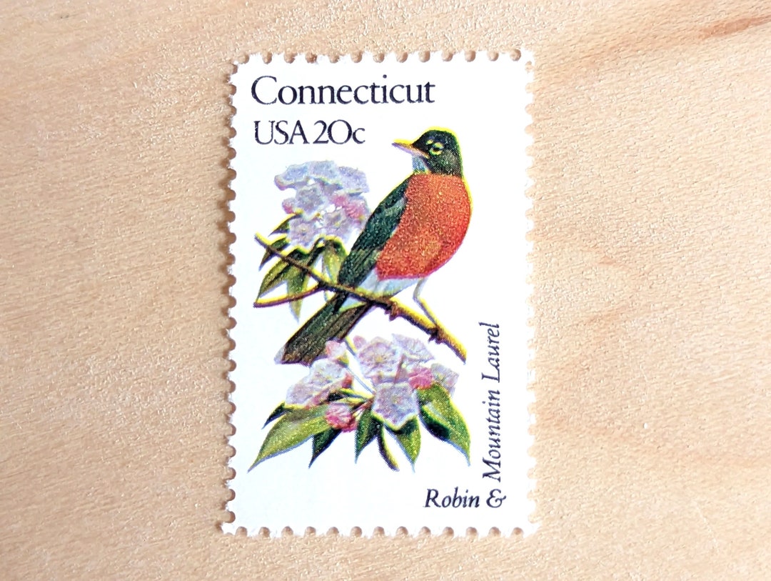 5 Connecticut State Bird and Flower, 20 Cent, 1982, Unused Postage ...
