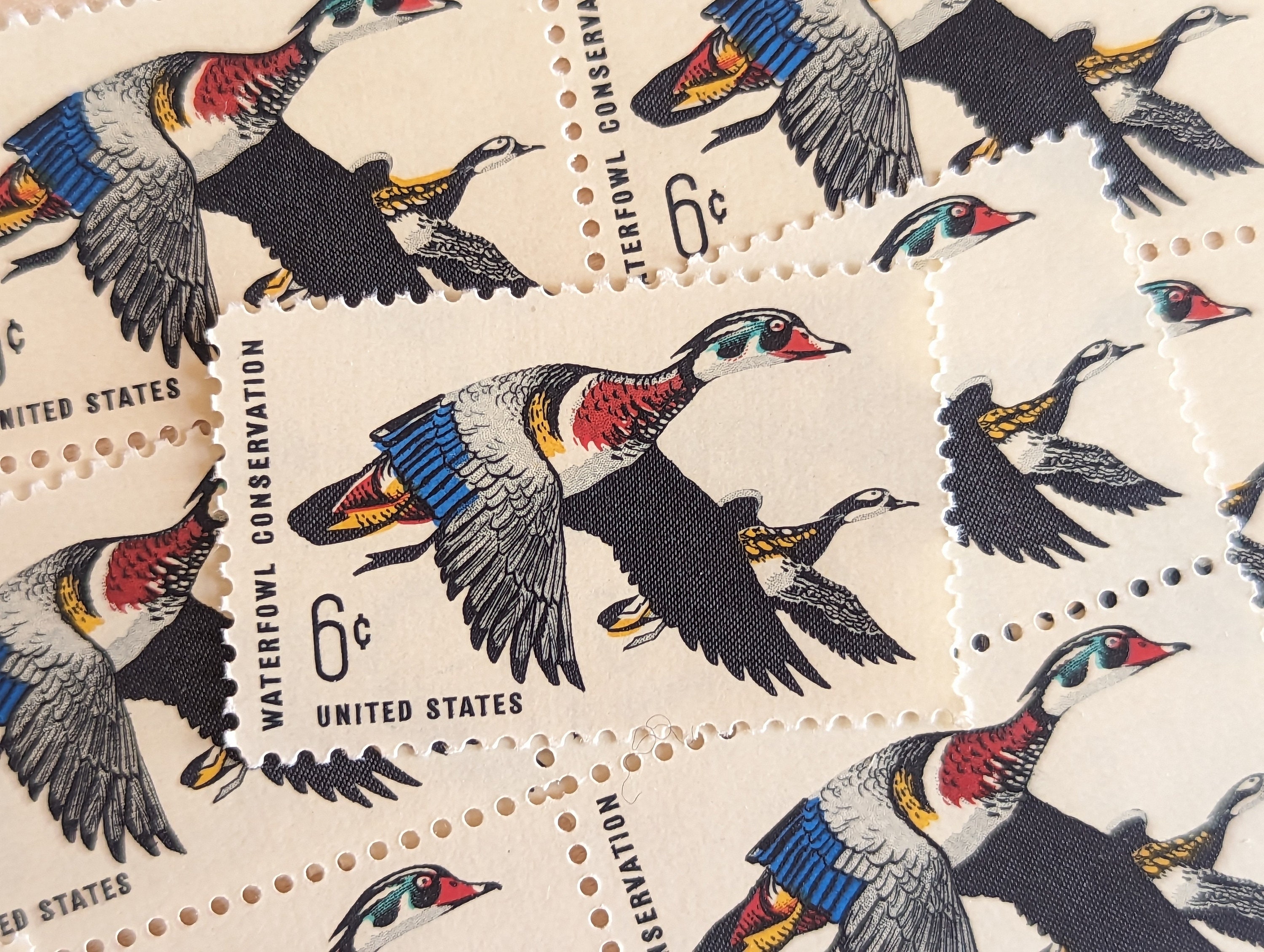 10 Waterfowl Conservation Stamps, 1968 Unused Postage Stamps, 6 Cent ...