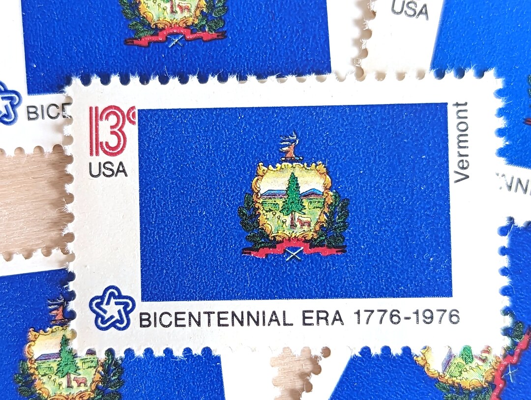 10 Vermont State Flag Stamps, 13 Cent, 1976, State Flag, Unused Postage ...