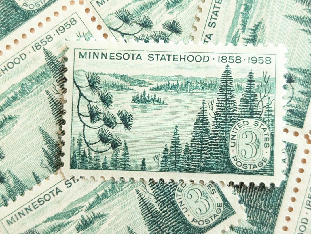 10 Minnesota Statehood Stamps, 1958 Unused Postage Stamps, 3 Cent ...