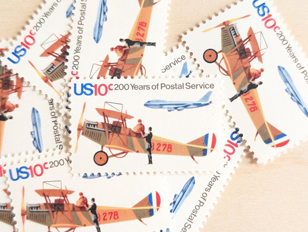 10 Plane Stamps, Vintage Unused 1975 USPS 10 Cent Postage Stamps, 200 ...