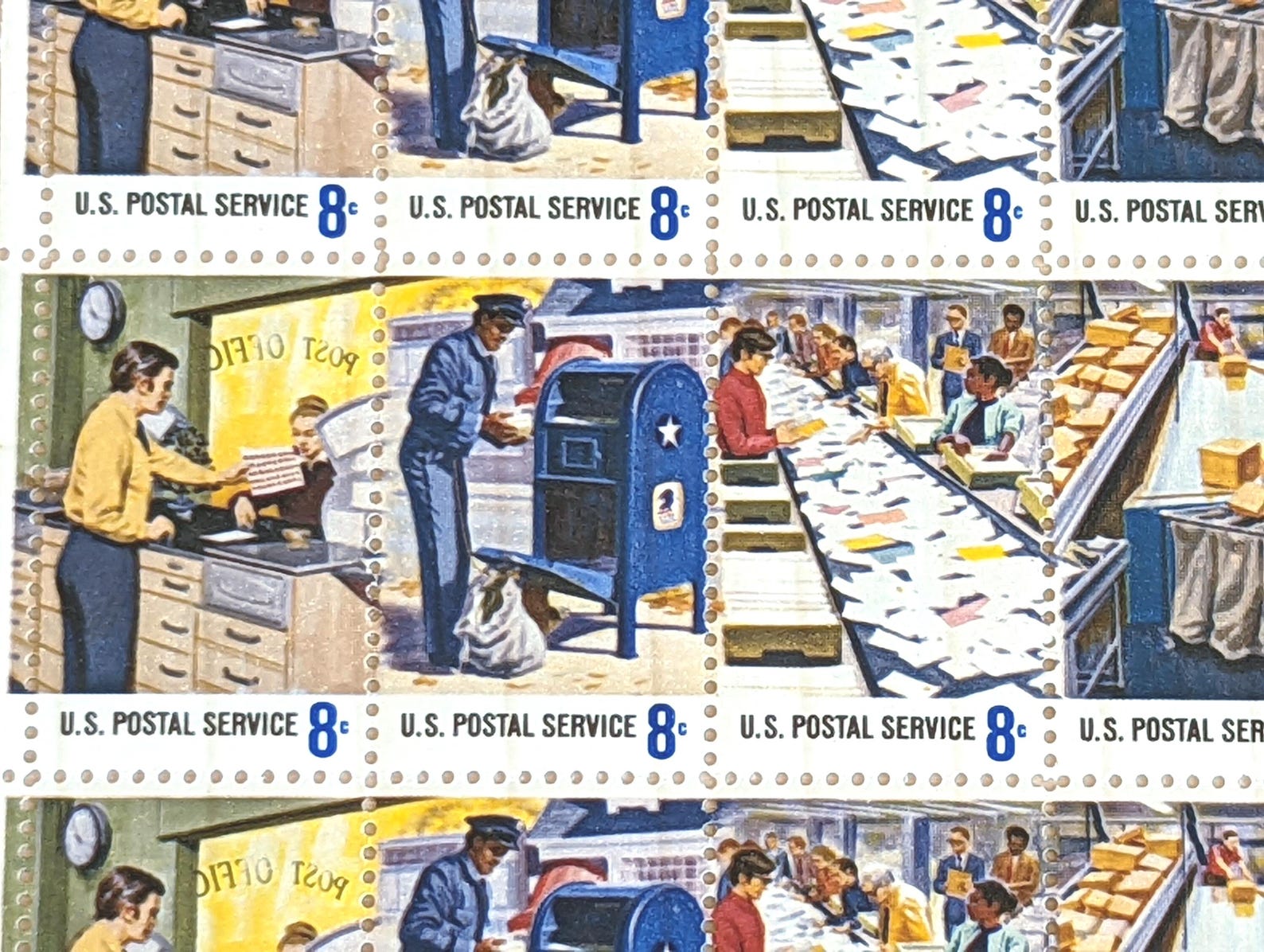 Sheet of 50 Postage Stamps, 8 Cent Stamps, 1972, U.S. Postal Service ...