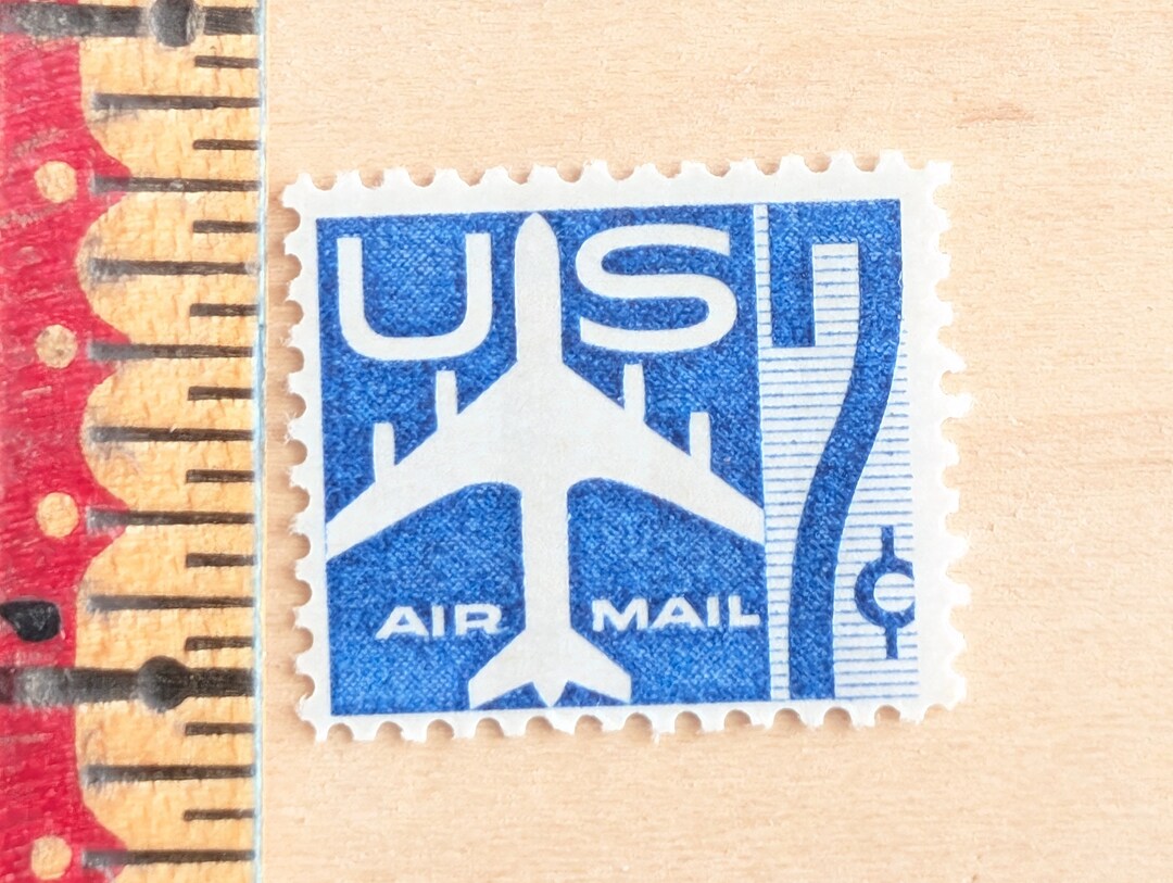 10 US Airmail Postage Stamps, Blue Jet, 7 Cent Stamps, 1958 Unused US ...