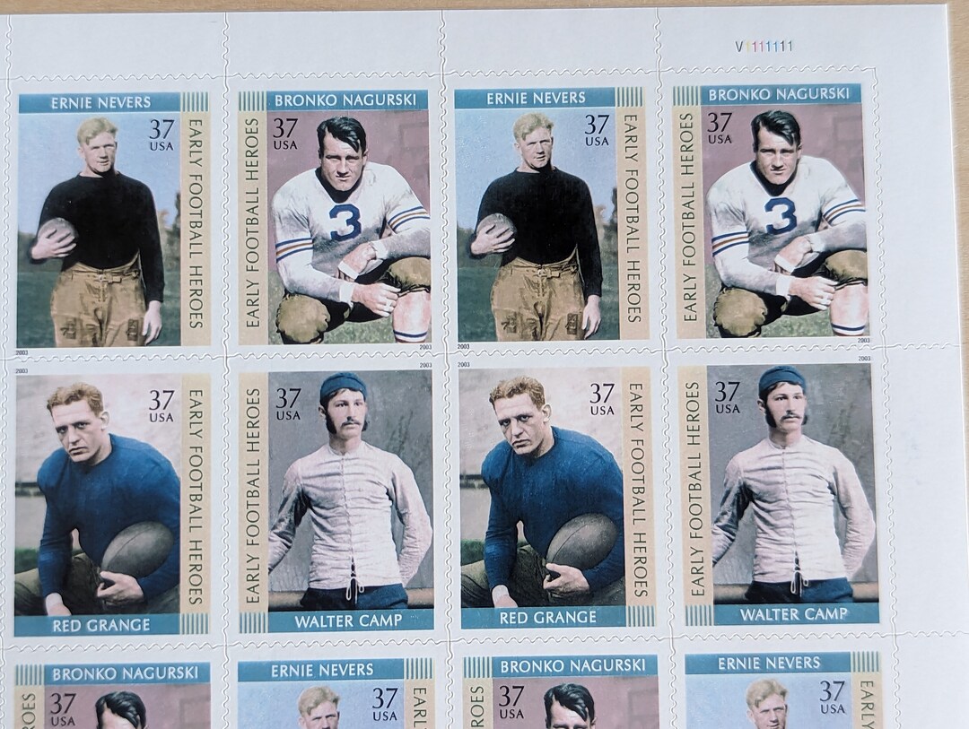 Sheet of 20 Early Football Heroes Unused US Stamps, 2002, 37 Cent ...