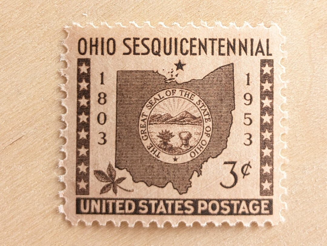 10 Ohio Centennial Stamps, 3 Cent 1953 Unused US Postage Stamps, Ohio ...