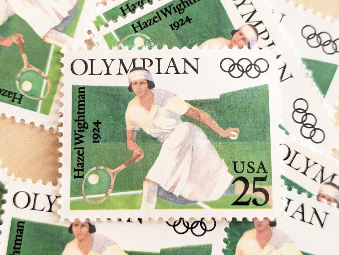 10 Hazel Wightman Olympic Tennis Stamps, 1990 Unused Postage Stamps, 25 ...