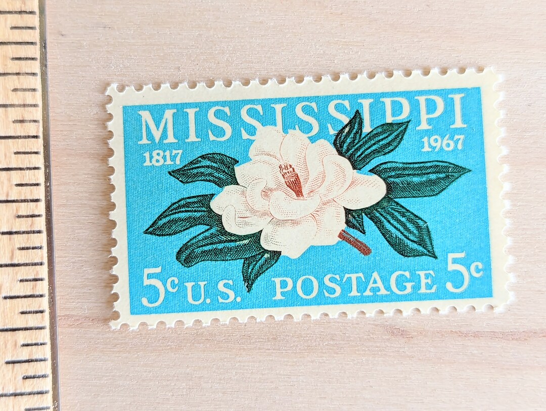 10 Mississippi Stamps, Statehood Stamps,1967 Unused Postage Stamps, 5 ...