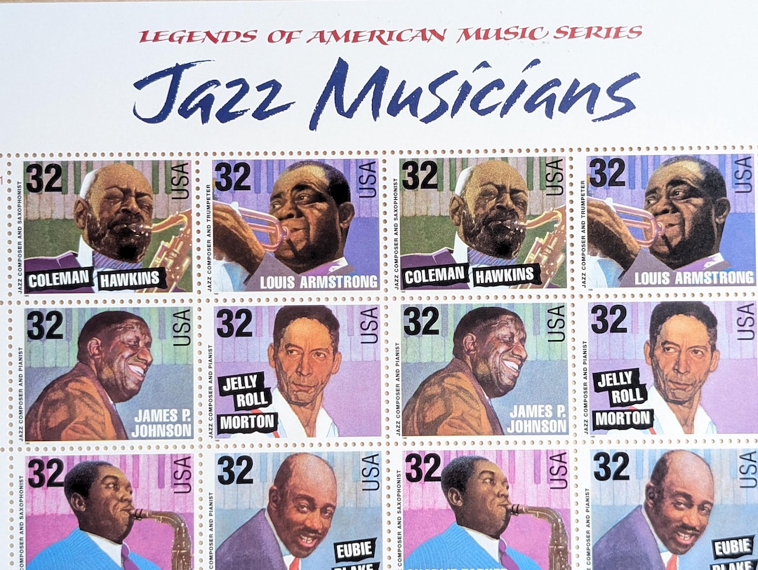 Sheet of 20 Jazz Musicians Stamps, 1995, Legends of American Music ...