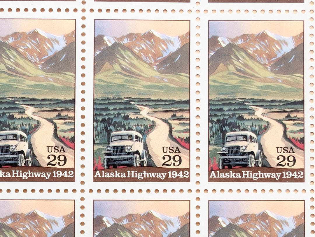 Sheet of 50 Alaska Highway Stamps, Vintage Unused USPS 29 Cent Postage ...