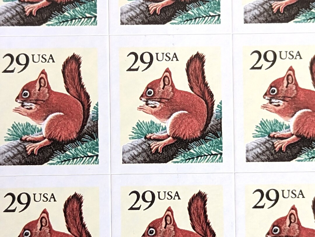 Sheet of 18 Squirrel Stamps, 29 Cent Unused US Stamps, 1993, Vintage ...