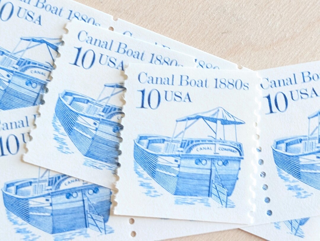 10 Canal Boat 1880s Stamps, Vintage Unused USPS 10 Cent Postage Stamps ...