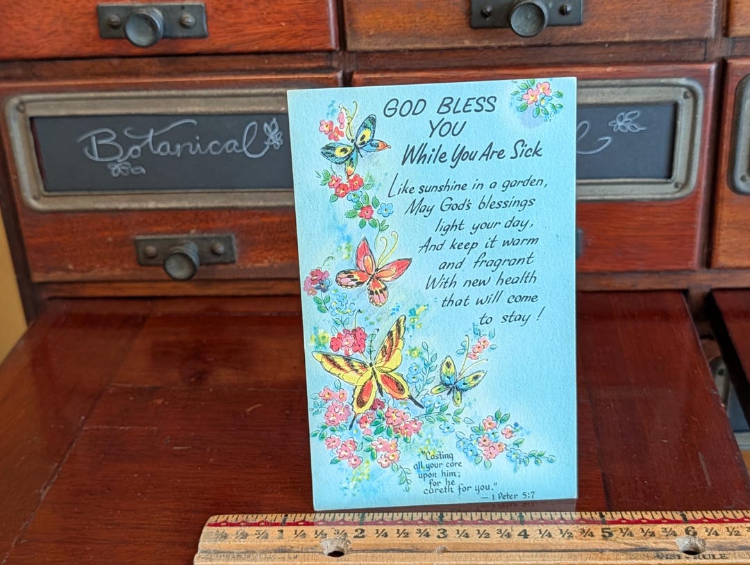 Unused Get Well Soon, God Bless You Bible Verse Postcard - Etsy