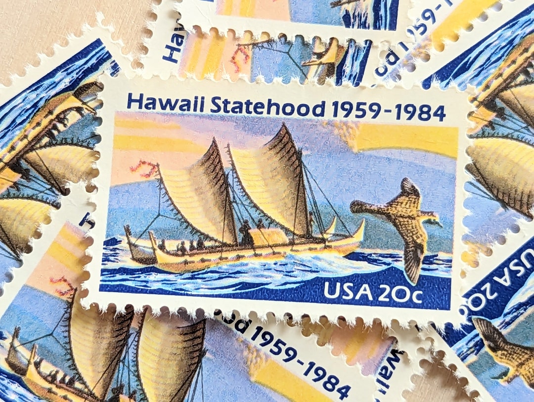 10 Hawaii Stamps, Statehood Stamps,1984 Unused Postage Stamps, 20 Cent ...