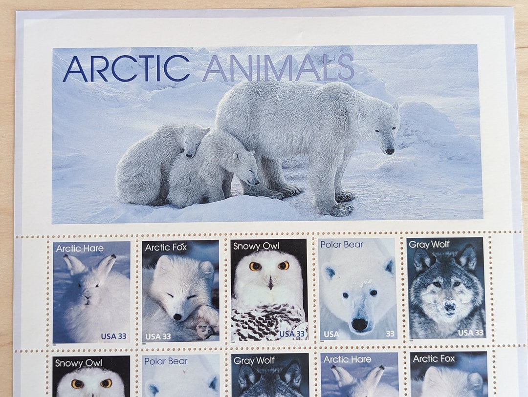 Arctic Animals Unused Postage Stamp Sheet, 1998, Fifteen 33 Cent Stamps ...