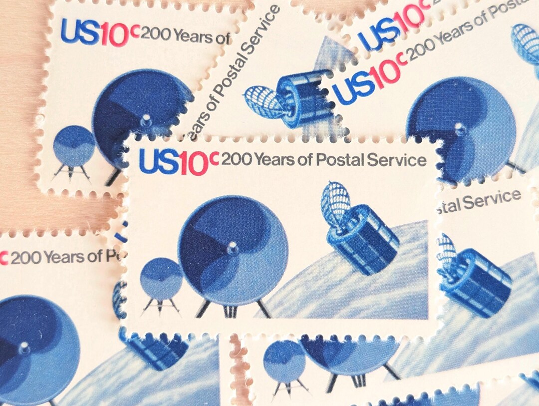 10 Satellite Postal Service Stamps, Vintage Unused USPS 10 Cent Postage ...