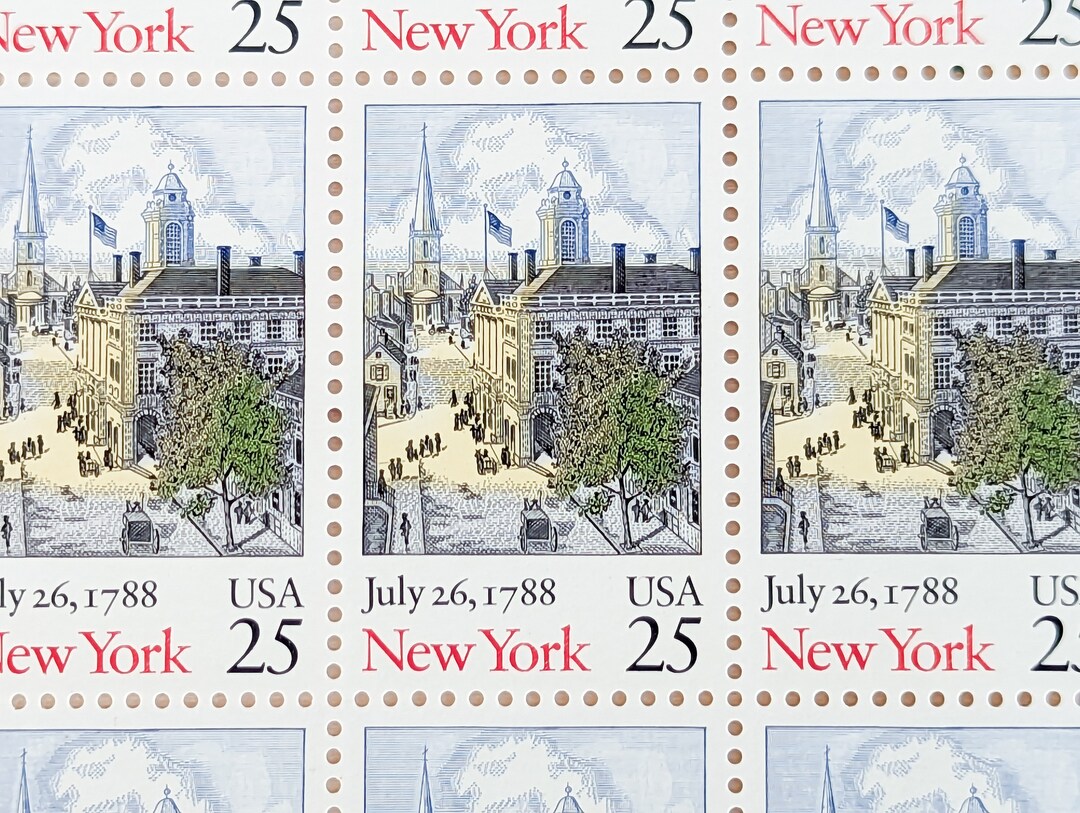 Sheet of 50 New York Stamps, 1988 US Postage Stamps, 25 Cents, Unused ...