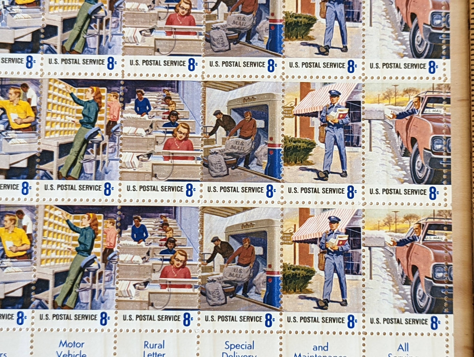 Sheet of 50 Postage Stamps, 8 Cent Stamps, 1972, U.S. Postal Service ...