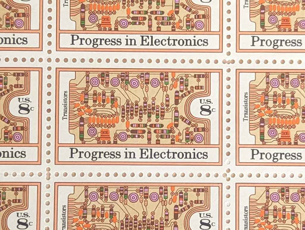 Sheet of 50 Progress in Electronics Stamps, 1973 Unused Postage Stamps ...