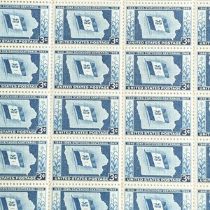 Sheet of 50 Iowa Statehood Stamps, 3 Cent 1946 Unused US Postage Stamps ...