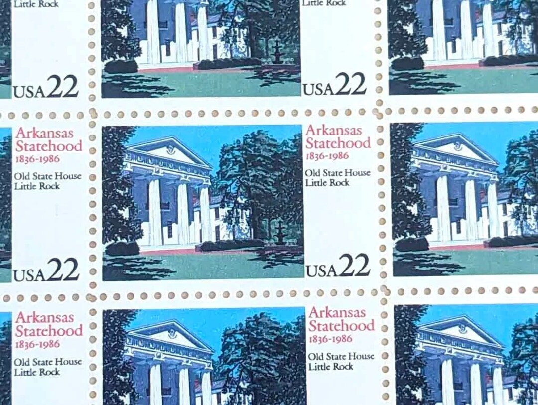 Sheet of 50 Arkansas Statehood Stamps, 1985 Unused Postage Stamps, 22 ...