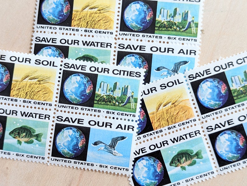 12 Anti-pollution Stamps, 1970 Unused Postage Stamps, 6 Cent Stamps ...