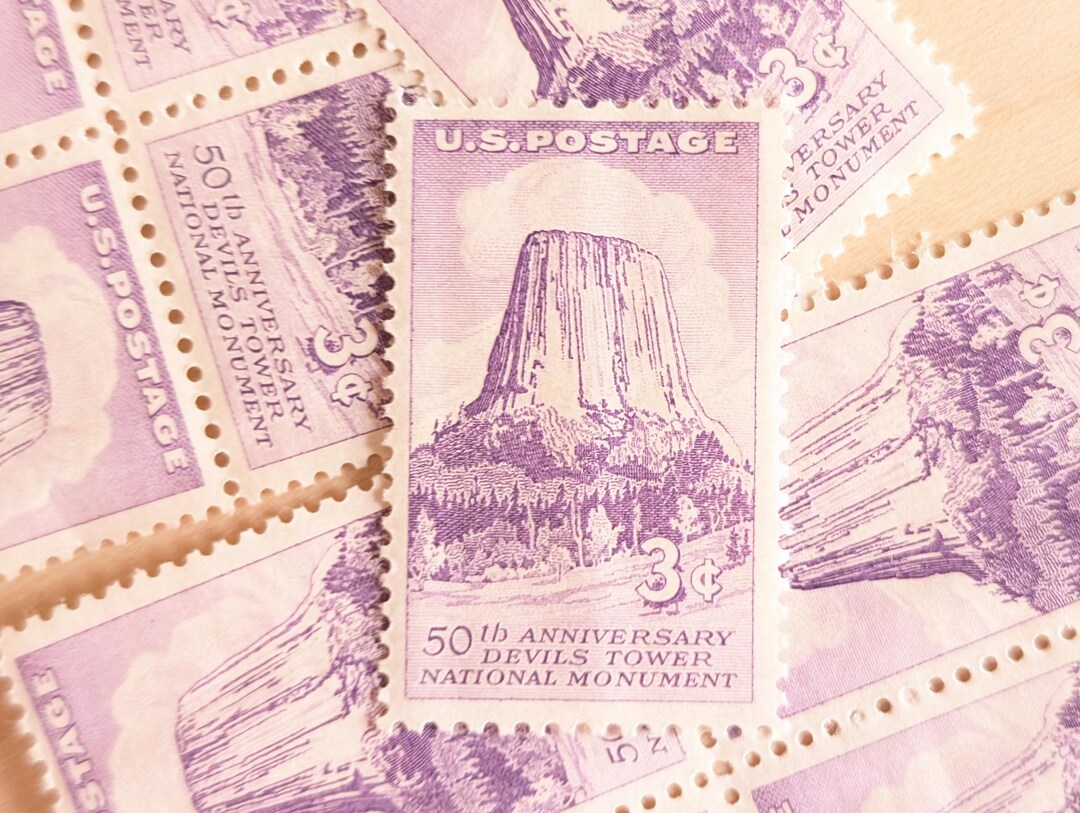 10 Devils Tower Anniversary Stamps, 1956 Unused Postage Stamps, 3 Cent ...