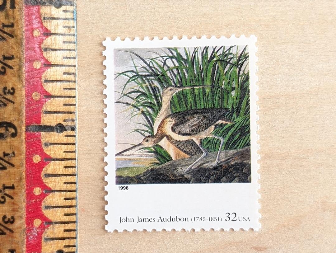 5 Long-billed Curlew by John James Audubon 32 Cent Postage Stamps, Four ...