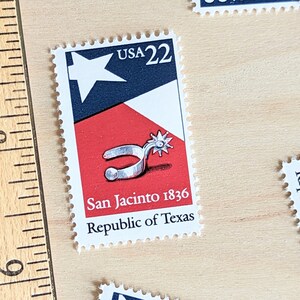 10 Republic of Texas Stamps, 1986 Unused Postage Stamps, 22 Cent Stamps ...