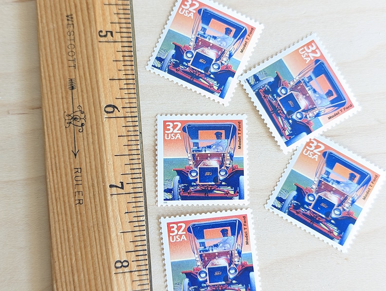 5 Model T Ford Stamps, 32 Cent, 1998, 1900s Celebrate the Century ...