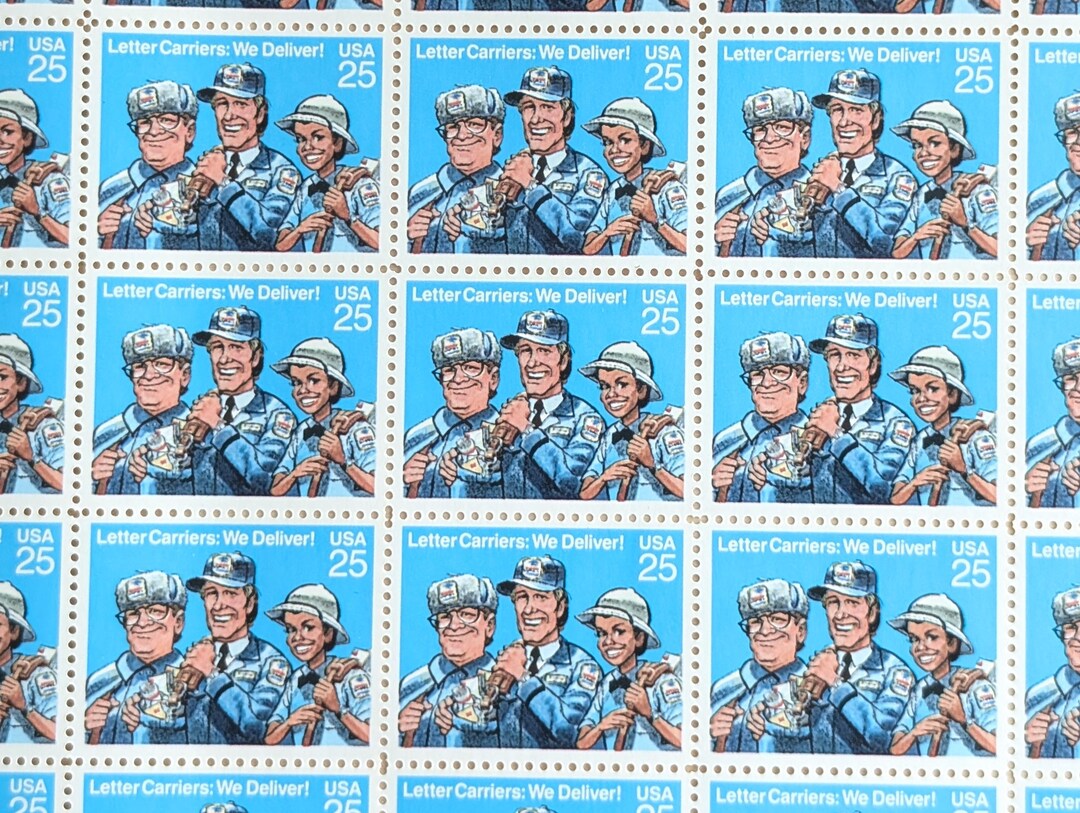 Sheet of 50 Letter Carriers Stamps, 1989 Unused Postage Stamps, 25 Cent ...