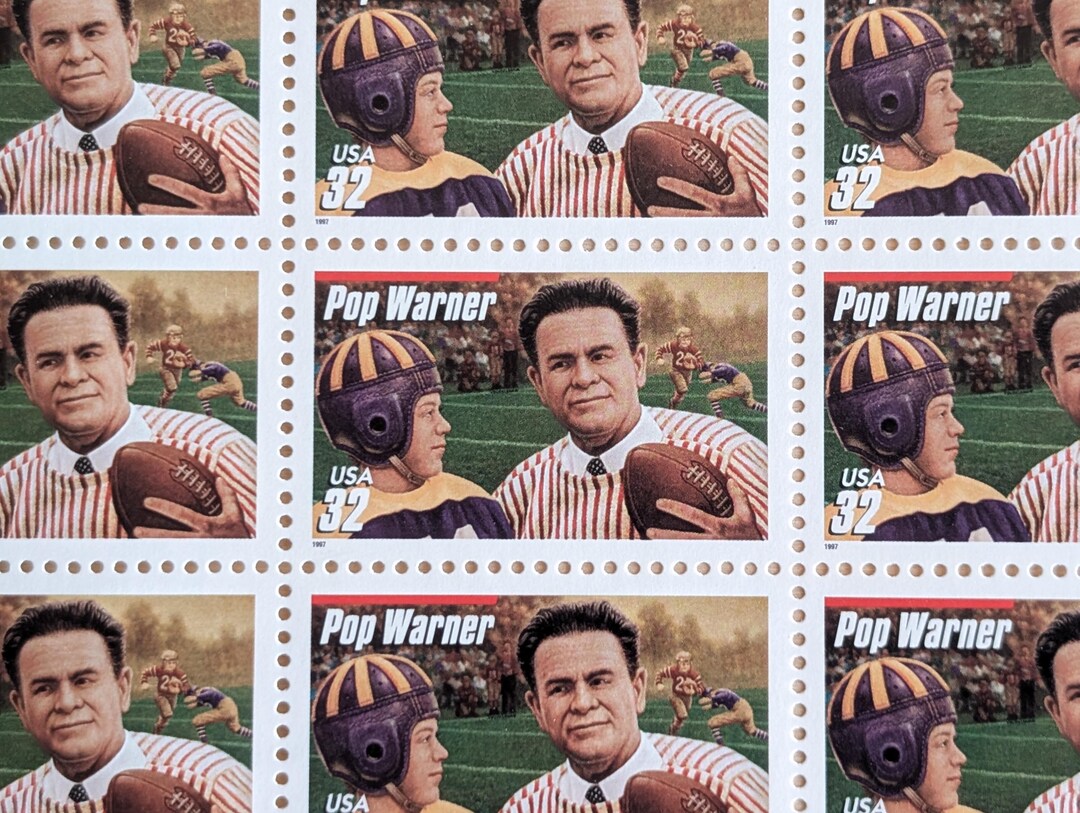Sheet of 20 Pop Warner Stamps, Legendary Football Coaches, Unused US ...