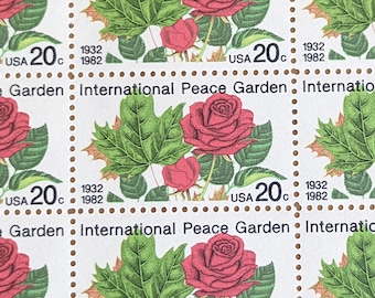 10x RED ROSES International Peace Garden 1982 20c Unused Postage Stamp ...