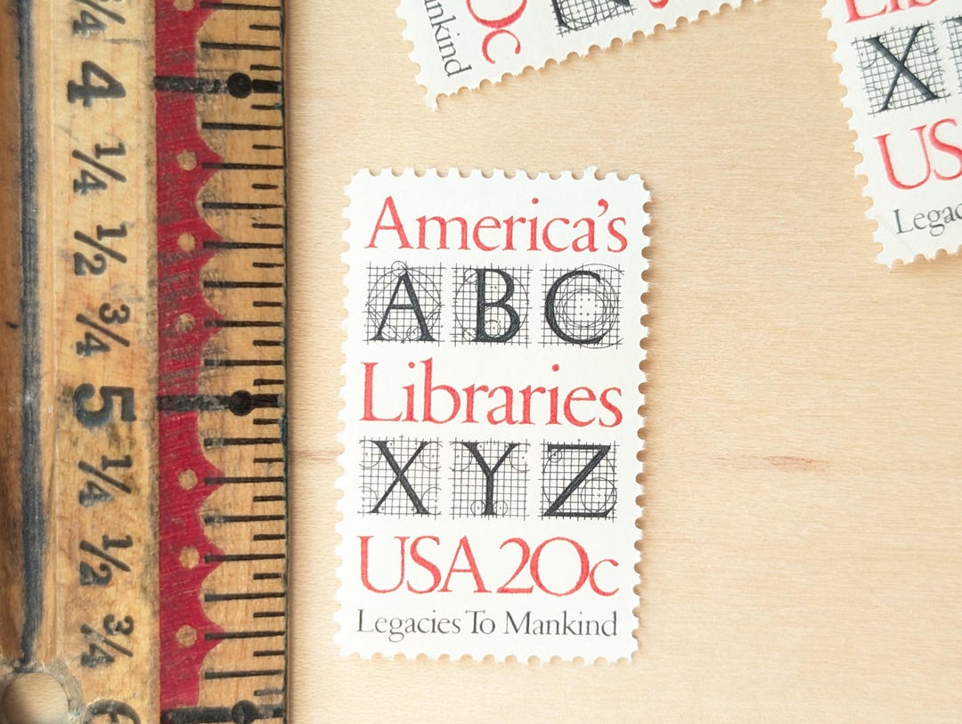 10 America's Libraries Stamps, Vintage Unused USPS 20 Cent Postage ...