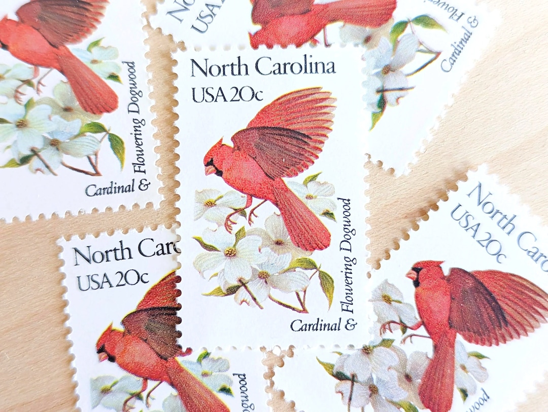 5 North Carolina State Stamp, 20 Cent, 1982, State Bird and Flower ...