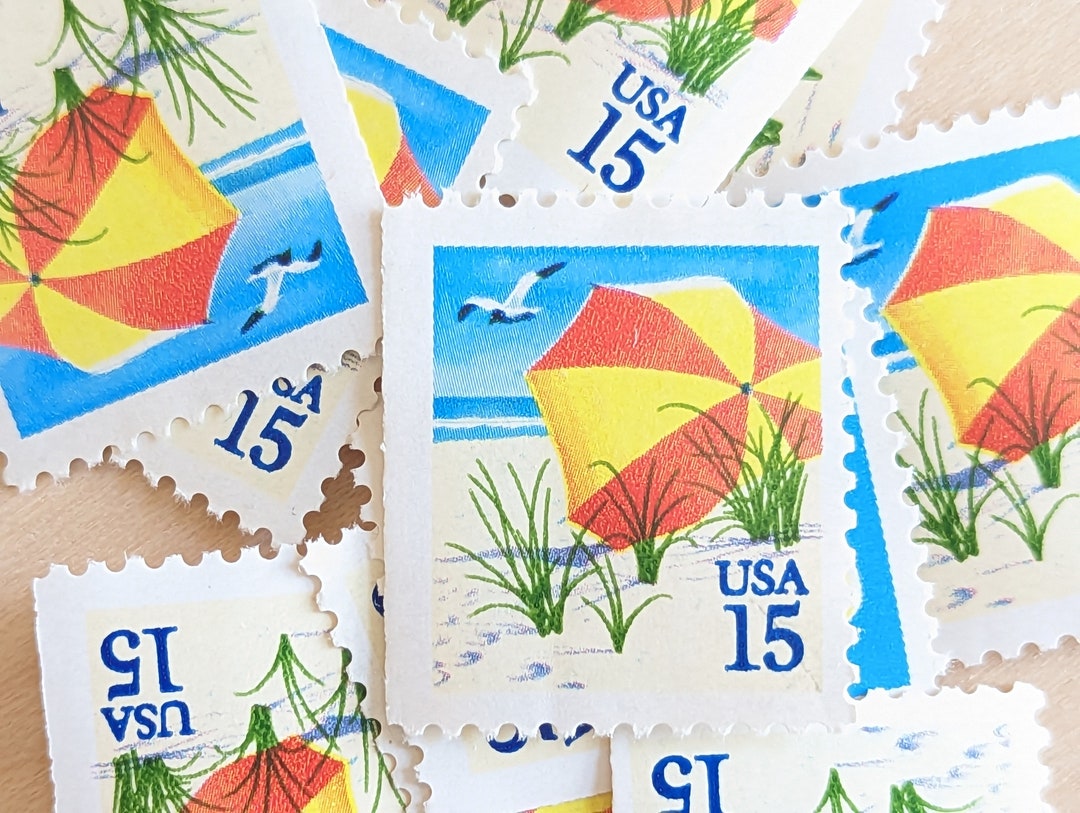20 Beach Stamps, 15 Cent Stamps, Booklet of Beach Post Card Stamps ...