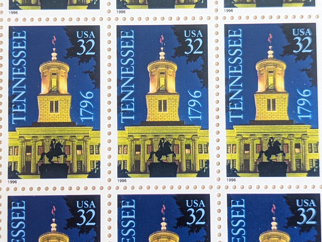 Sheet of 50 Tennessee Stamps, 1996 Unused Postage Stamps, 32 Cent Stamp ...
